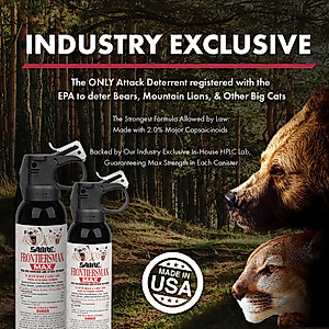SABRE Frontiersman MAX 9.2 fl oz. Bear & Mountain Lion Attack Deterrent, Up to 40 ft Range, Contains 2% Major Capsaicinoids, Safer for You, Animals & The Environment, Glow-in-The-Dark Safety