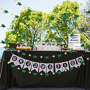 5Pcs Graduation Cap Stars Garland Banner Green & Yellow- Green Graduation Party Decorations 2022,Green and Yellow Party Decorations, Graduation Party Supplies 2022,Graduation Fireplace Mantel Home Decor,Classroom Decor