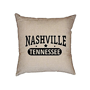 Hollywood Thread Trendy Nashville, Tennessee with Stars Decorative Linen Throw Cushion Pillow Case with Insert