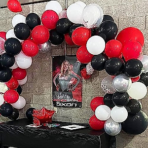 Red White Balloon Garland Arch, 12inch 10inch Red and White Balloons Red Black Balloons Confetti Balloons for Birthday Wedding Graduation Bridal Shower Retirement Party Decorations