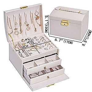 Bausweety Jewelry Box with 2 Drawers,Lockable Jewelry Organizer for Women Girls