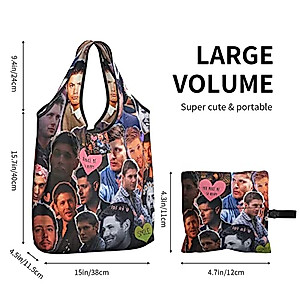 MXSLOVE Women Casual Tote Bag Jensen Ackles Shoulder Handbag Large Capacity Work Fit Storage Portable Shopping Bag