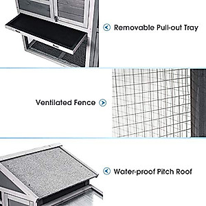 PETSITE Chicken Coop Run, Rabbit Hutch Small Animal Houses & Habitats for Indoor Outdoor Use, Wooden Rabbit Bunny Cage with Pull Out Tray
