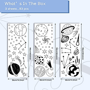 Outer Space Wall Decals Peel and Stick for Kids Girls, Vinyl Outer Space Planet Wall Stickers, Outer Space Wall Stickers for Boys Bedroom Nursery Kids Room