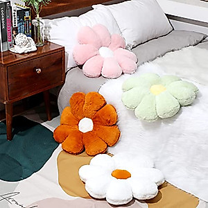 4 Pcs 18 Inch Flower Pillow Daisy Shaped Floor Pillows Cute Throw Pillow Decorative Cushions for Bedroom Sofa Chair Room Decor(White, Brown, Pink, Light Green)