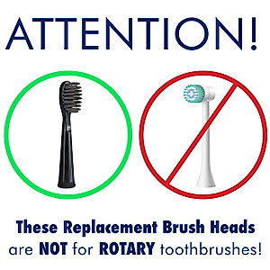 Replacement Electric Toothbrush Heads for Fairywill, Sonic-FX, SnapWhite – Soft Nylon Charcoal Bristle Twist Lock Replacement Tooth Brush Head, Compatible with Electric Toothbrushes (Black,Pack of 8)