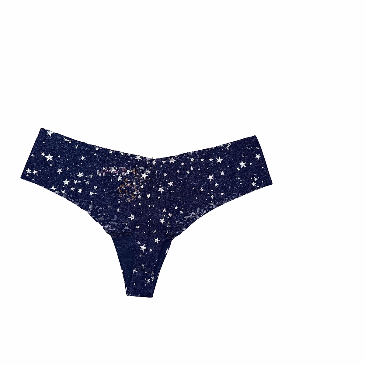 Victoria's Secret Pink No Show Soft Lace Thong Panty/Underwear Color Blue New (US, Alpha, X-Large, Regular, Regular, Blue Stars)