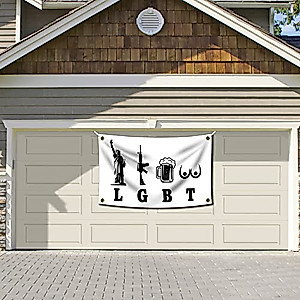 Liberty Guns Beer Tittes Flag Funny Poster Durable Man Cave Wall 3x5 Feet Flag with Brass Grommets This Beautiful Entertaining Banner Flag for College Dorm Room Decor,Outdoor,Parties Gifts, Travel, Filming, Events, Festivals.. (Four buttons)