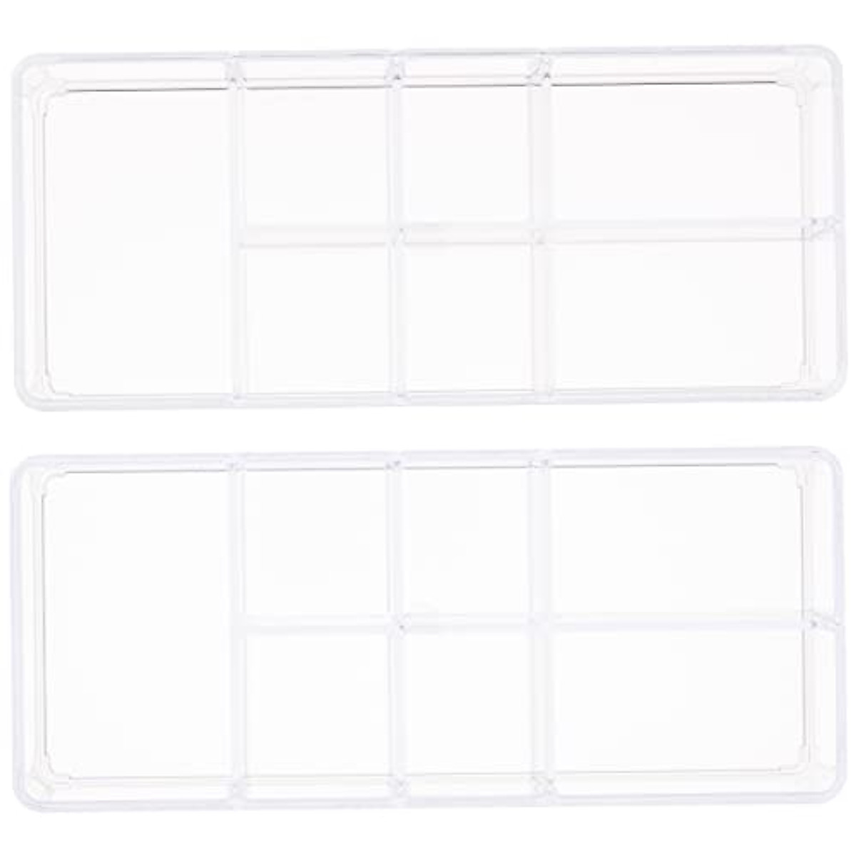 iDesign Divided Bathroom Vanity Organizer for Bathroom, Kitchen, Bedroom, Office, Set of 2, 7" x 3" x 5", Clear