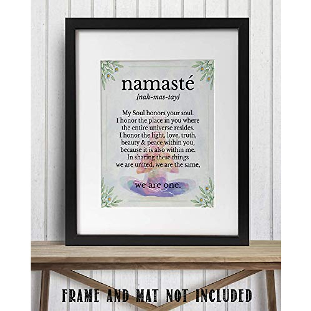 Namaste Color"We Are One"- Inspirational Wall Art in Yoga Pose-8 x 10 Print Wall Art Ready to Frame. Home Décor, Office Décor & Wall Print. Motivational Quote- Perfect Gift to Share Your Beliefs.