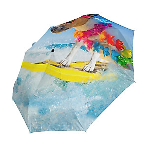 My Daily Surfing Jack Russell Dog Travel Umbrella Auto Open/Close Lightweight Compact Windproof