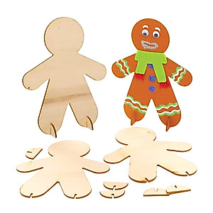 Baker Ross AT180 Decorative Wooden People - Pack Of 6, Stand Up Ornament, Great For Christmas Arts And Crafts Projects, Ideal Home, School And Craft Group Activity