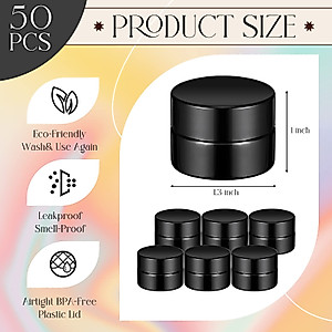 50 Pcs 5 ml Thick Glass Jars with Lid Black UV Protection Glass Bottle Cosmetic Containers Reusable 5g Jars for Lotion Lip Balm Makeup Wax Cosmetics Powder Supplies