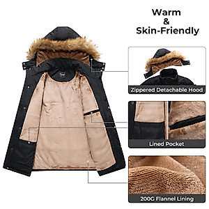 Men Winter Coats, Waterproof Ski Snow Jackets Mountain Hiking Windbreaker Parka Black Medium