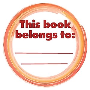 This Book Belongs to - 100 Pack Circle Stickers 3 Inch - Orange Nametag Library