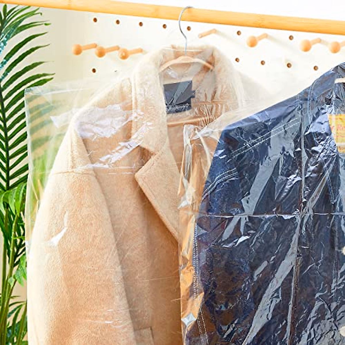 60 Pcs 3 Sizes Dry Cleaner Bags Plastic Clear Garment Bags Can Be Hung Transparent Clothes Dust Cover for Suits, Dresses, Gowns, Coats, Uniforms
