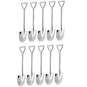 10 Pack Dessert Spoon 6 inch Shovel Shape Stainless Steel Spoons Ice Cream Fruit Spoon for Home Kitchen or Restaurant