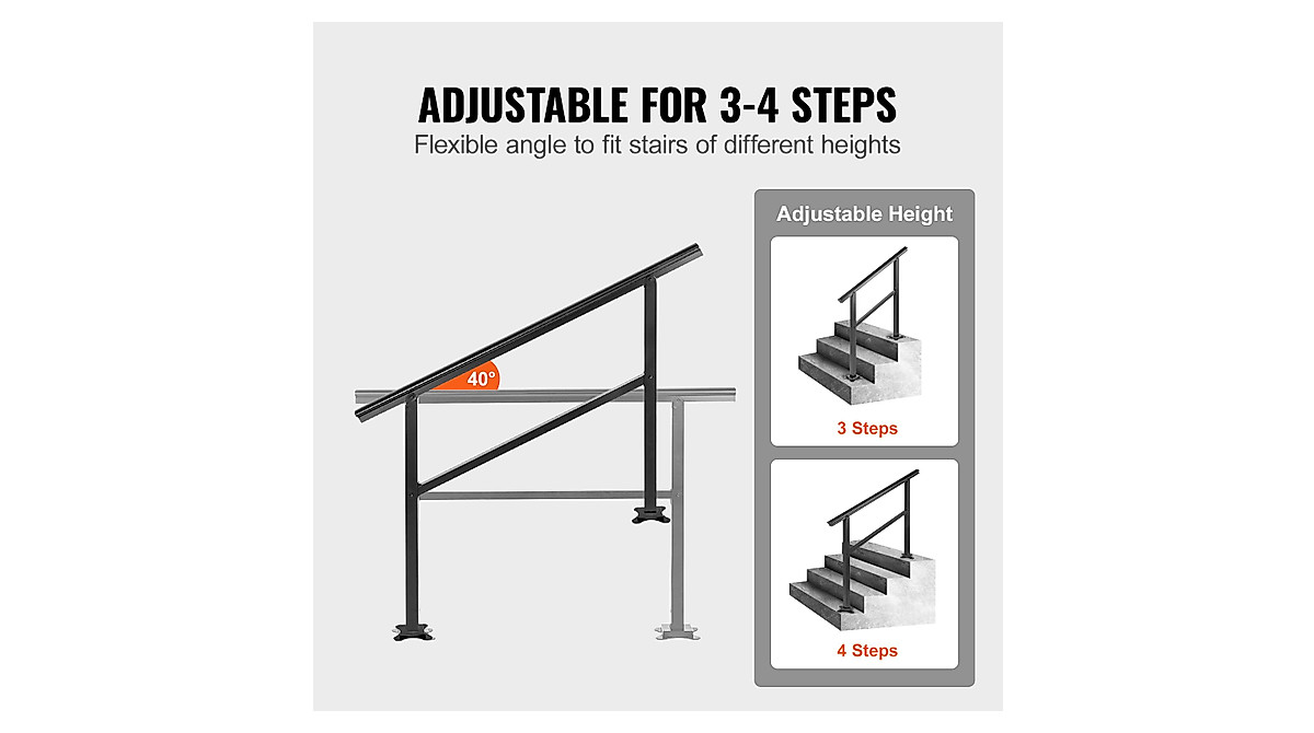 VEVOR Adjustable Handrail for Outdoor Steps – Safe & Sturdy