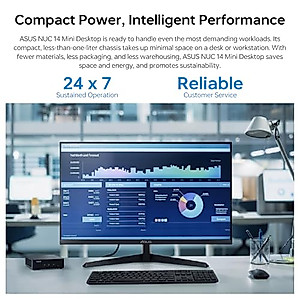 ASUS NUC 14 Pro Mini PC, Intel 6-Core Processor(Up to 4.7 GHz), 16GB DDR5 RAM, 2TB SSD, HDMI 2.1 Dual 4K Display, 2.5G Ethernet, 2X Thunderbolt 4, Wi-Fi 6 & Bluetooth, Windows 11 Pro, Black