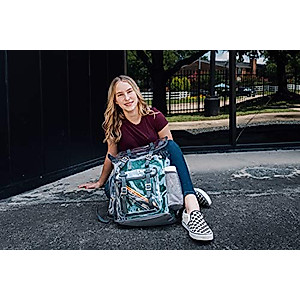 Heavy Duty Clear Backpack with Front Pocket, Clear Bookbag (Steel Gray) Medium