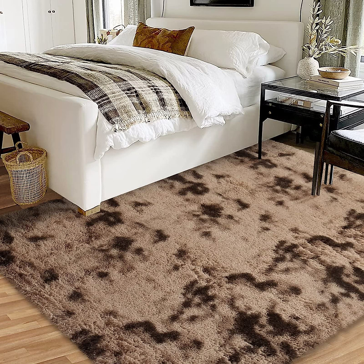 COZYLOOM Large Shag Rug 9x12 Modern Shag Area Rug Thick Plush Brown Rug Ultra Soft Fluffy Rug High Pile Non-Shedding Shaggy Rug Living Room Bedroom Kids Baby Room Playroom Dorm Indoor Throw Carpet