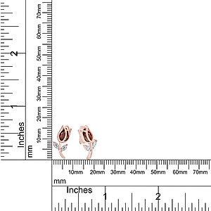 Pear & Marquise Shape Simulated Garnet & White Cubic Zirconia Stud Earrings In 14k Rose Gold Over Sterling Silver