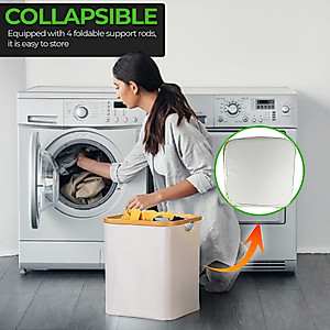 COZYVIBE Collapsible Bamboo Laundry Basket - Foldable Storage Bin, Laundry room organizer, Small Toy Organizer, 2-in-1 Collapsible Storage for Home & Room