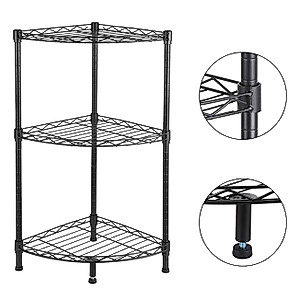Home Furnishing Plaza 3-Tier Corner Wire Shelving Utility Storage Organizer Shelf Rack for Kitchen Living Room Bathroom MITPATY
