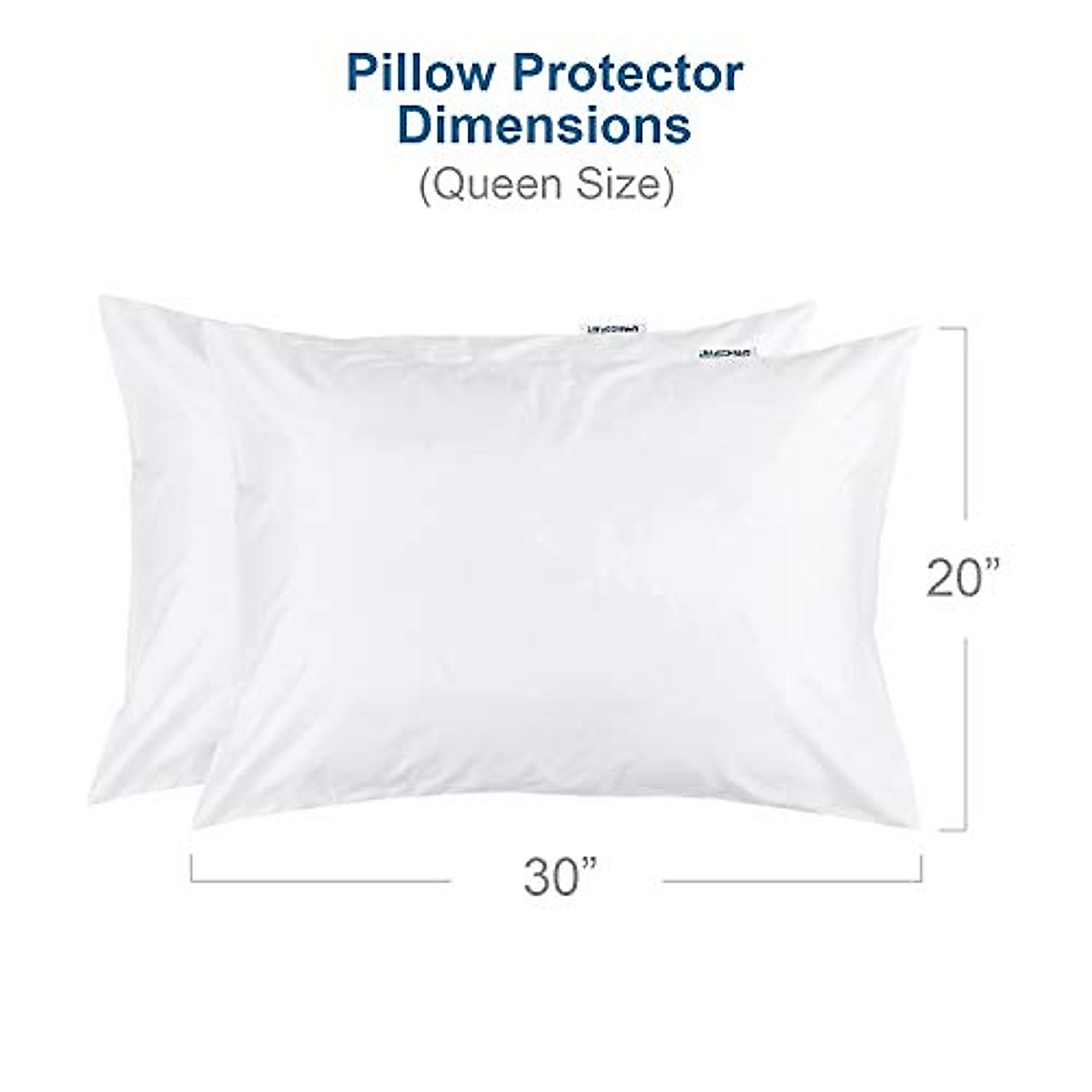 Pillow Protectors Pillow Cases Queen 2 Pack 100% Waterproof Tencel Silk Soft & Skin Friendly with Hidden Zipper Encasement Covers for Queen Size Pillows, Machine Washable