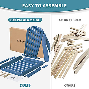 Wooden Folding Adirondack Chair Set of 2, Pre-Assembled BackRest Wood Lounge Chair for Outdoor Patio Garden Lawn Backyard Deck Pool Beach Firepit