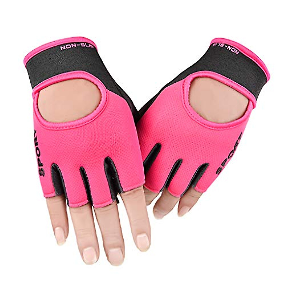 Biking Gloves Kids Boys Girls Cycling Exercise Gloves Half Finger Fingerless Gloves Child Motor Bike Riding Anti-Slip Weight Lifting Bike Workout Climbing Bicycle Gloves Gym Skate Gloves (Pink)