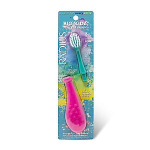 RADIUS Big Kidz Forever Brush Replaceable Head Toothbrush for Children, 6 Years and Up, BPA Free ADA Accepted for Growing Teeth and Gums - Right and Left Handed, Extra Soft - Pack of 1