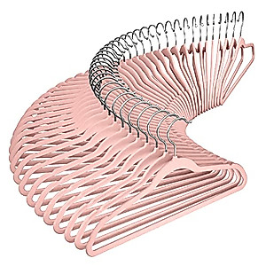 Velvet Clothes Hangers (50 Pack) Heavy Duty Durable Suit Hanger Vibrant Color Hangers Lightweight Space Saving Coat Hangers for Closet -Blush Pink