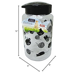 Lixit Food and Treat Storage Jars for Dogs, Cats, Small Animals and Birds (128oz, Cats - Black)