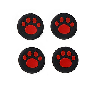 Analog Silicone Thumb Stick Grips Cap Joystick ThumbSticks Caps Cover for PS4 PS3 Xbox One Xbox 360 PS2 Game Controllers (4 x Red Cat Dog Paw)