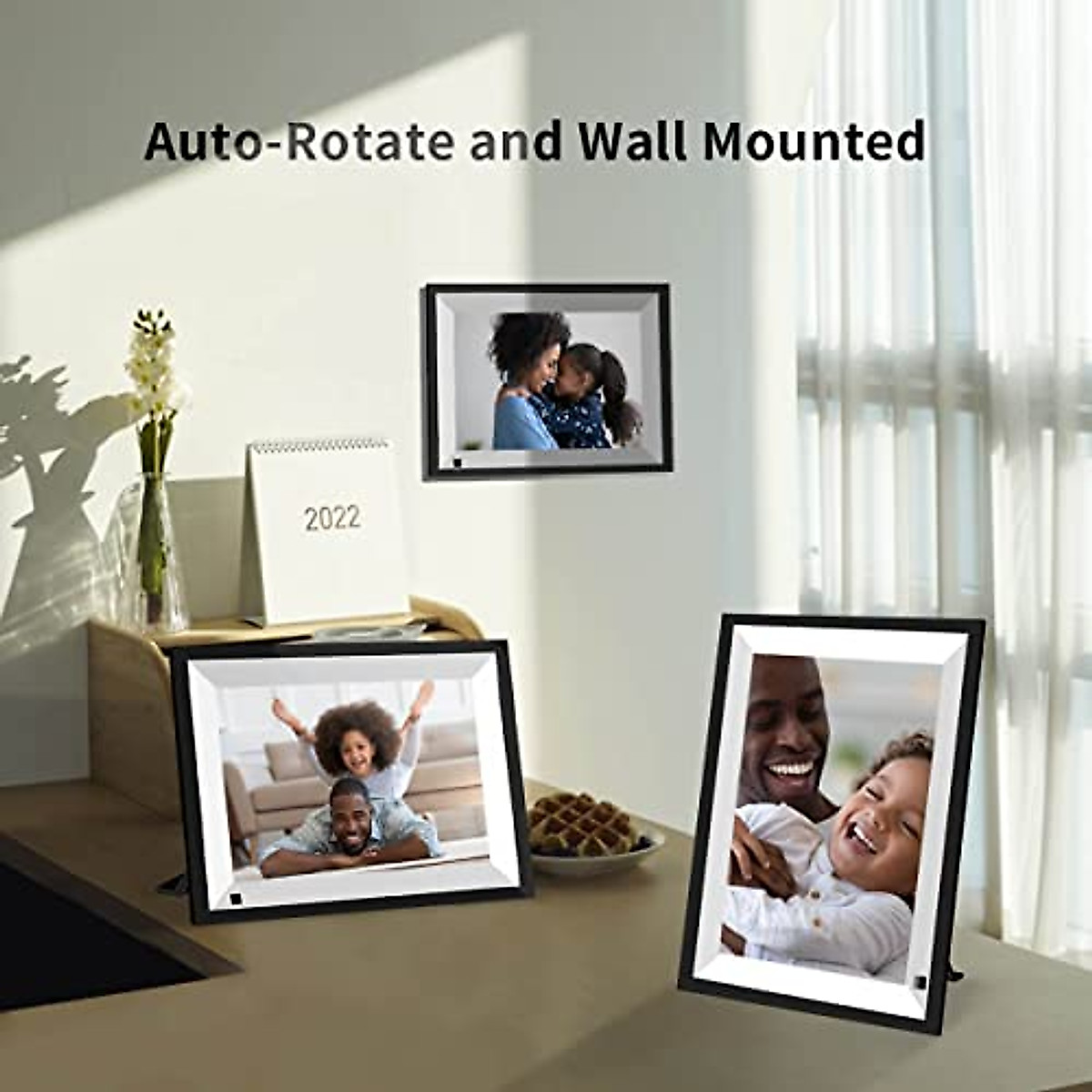 JREN Digital Photo Frame, 10.1 inch Smart Digital Picture Frame with HD Touch Screen Auto-Rotate Share Photos and Videos via FRAMEO App Anytime and Anywhere Color Black