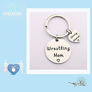 FEELMEM Wrestler Gifts Keychain Wrestling Mom Gift Wrestling Jewelry Gift for Wrestling Mom Wrestling Sports Mom or Wrestling Coach (Silver)