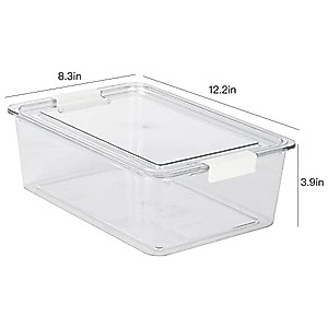 JCXivan 4 Storage Bins with Lids,4 qt Clear Containers Each for Organizing,Small Storage Box,Plastic Tub with Lid,Latching Totes for Storage Organizer Pens, Stickers Organization,Stackable,White