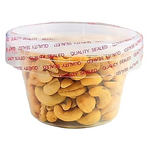 PACTOGO Clear with Red Safety Print Shrink Bands - Fits Round Plastic Soup/Deli Containers Sizes 8-32 Ounces (Pack of 250)