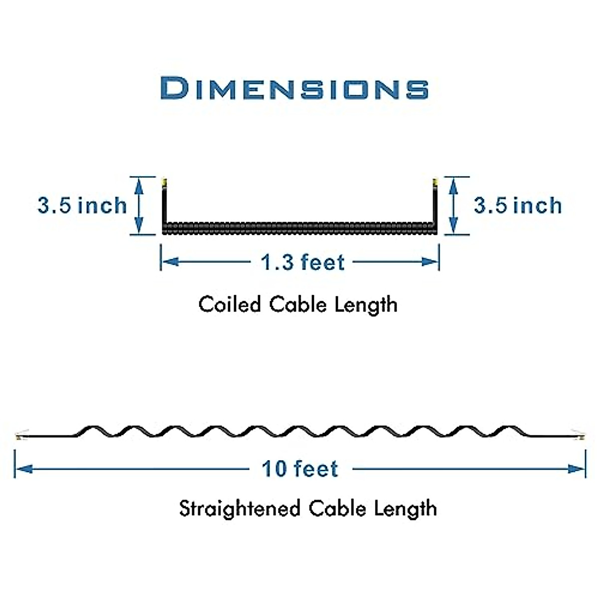 NECABLES 2Pack Phone Cord for Landline Telephone Cord Handset Cord High Elastic Curly Cord Coiled Cable RJ9 4P4C Male to Male Black