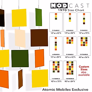 1970 Retro Style MODcast Hanging Mobile + Room Divider | Mid Century Modern Art by Atomic Mobiles (15 Panels - 40" w x 70" h)