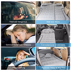 ISWEES Car Air Mattress, SUV Air Mattress, Car Mattress for SUV, Full Mattress with Electric Pump and 2 Pillows, Car Bed Air Mattress Flocking Portable Sleeping Pad for Home Outdoor Travel Camping