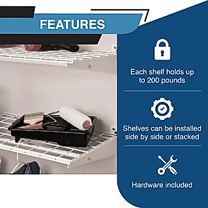 HyLoft 00967 45-Inch by 15-Inch Steel Wall Shelf for Garage Storage, Low-Profile Brackets, Off White, 2-Pack