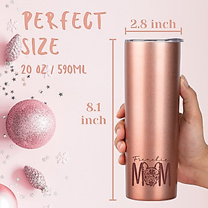 Onebttl Dog Mom Gifts, Dog Lover Gifts for Women, Best Dog Mom Ever, 20 oz Rose Gold Insulated Tumbler - Frenchie Mom