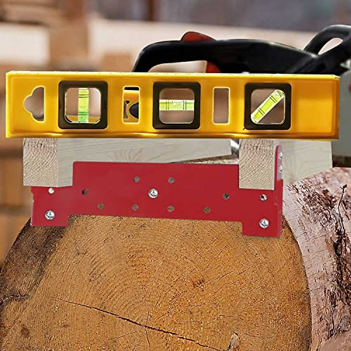 Zozen Chainsaw Mill Guide Rail Lumber Metal Brackets, 2 Pack Brackets with Level & Screws , Used for 2x4 Lumber and 3-36 inch Diameter Logs, Good Helper for Chainsaw Mill.