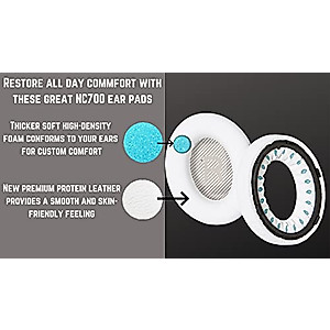 Premium Replacement NC700 Ear Pads / NC700 UC Pads Cushions Compatible with Bose NC700 Headphones/Bose Noise Cancelling 700 Headphones/Bose NC700 UC Headphones (White). Great Comfort/Durability