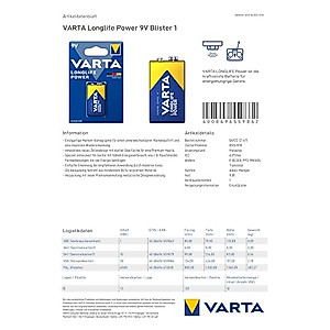 Varta 9v High Energy Battery