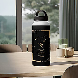 wowcugi Personalized Water Bottle Zodiac Leo Sign Astrology Horoscope Sport Stainless Steel Insulated Sports Bottles Jul Aug Birthday Constellation Gifts for Women Men