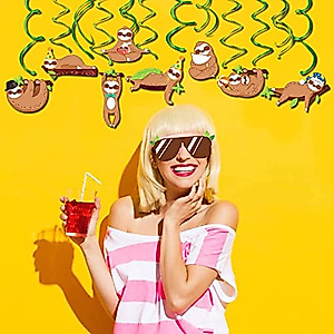 15pcs Sloth Party Hanging Swirls Decorations Sloth Theme Ceiling Streamer for Birthday Party Supplies Baby Shower Favor Spiral Ornaments