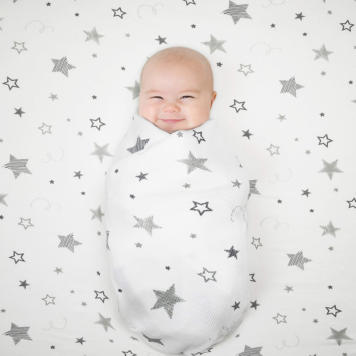 American Baby Company Fitted Pack N Play Playard Sheet 27" x 39", Soft Breathable Neutral 100% Cotton Jersey Pack and Play Sheet, Super Stars, for Boys and Girls, Fits Most Mini Crib Mattresses